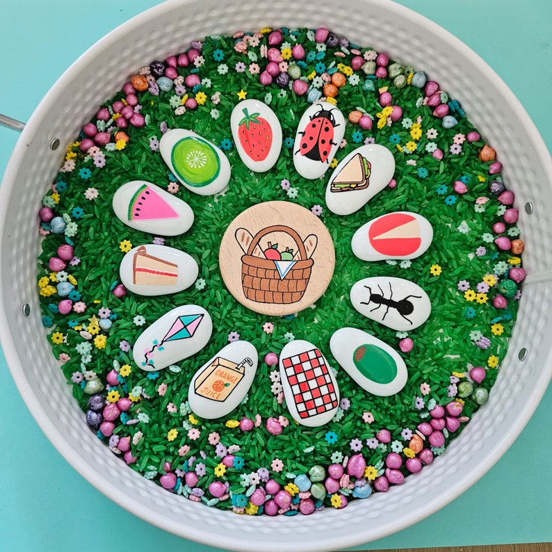 Picnic Food Painted Pebbles, Story Stones, Picnic Basket, Healthy ...