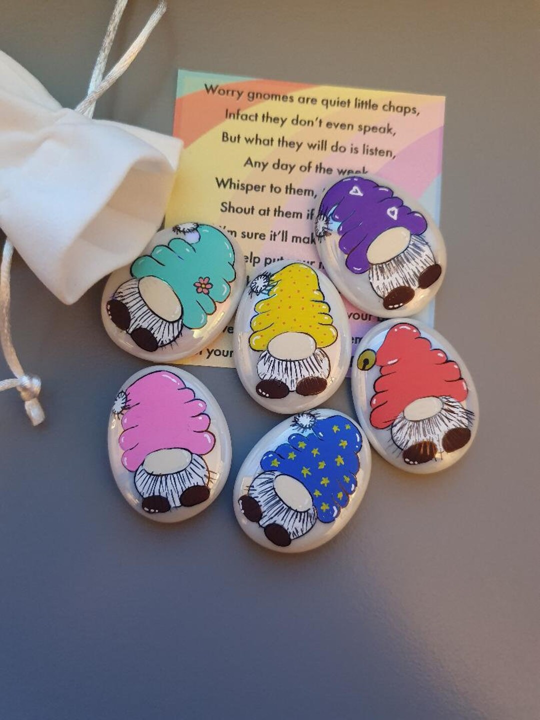 Worry Gnomes .anxiety Stone . Comfort Pebbles Mental Health Children ...