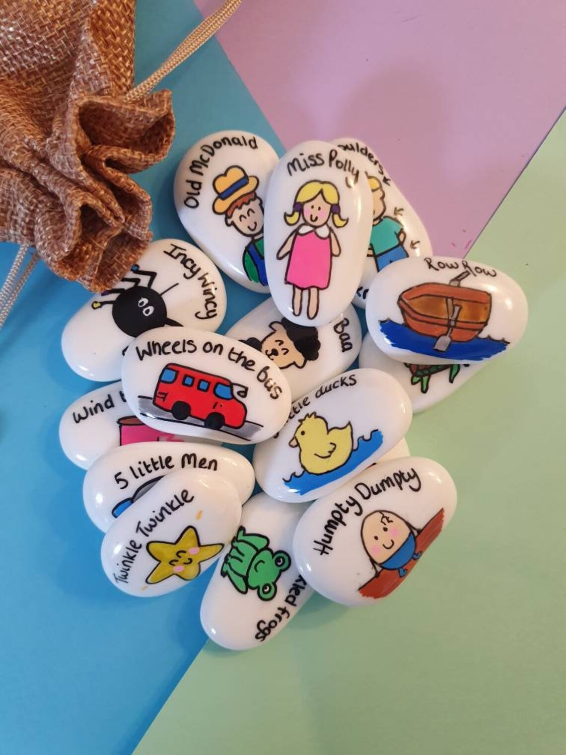 Nursery Rhyme Stones What Shall We Sing Educational Fun - Etsy UK