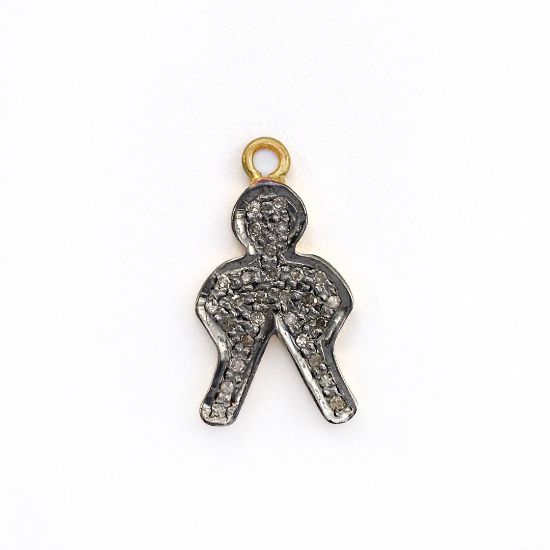 Statement Human Figure Pendant, 925 Sterling Silver Charm Pendant, Rose ...