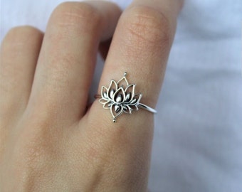 Silver Lotus Ring - Etsy