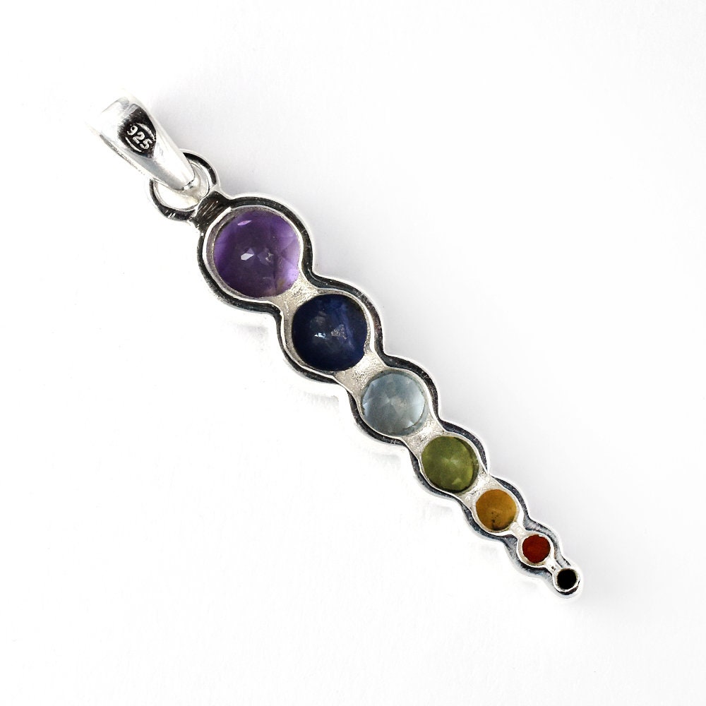 Sterling Silver Chakra Pendant, Chakra Hearts, Silver Chakra Pendant ...