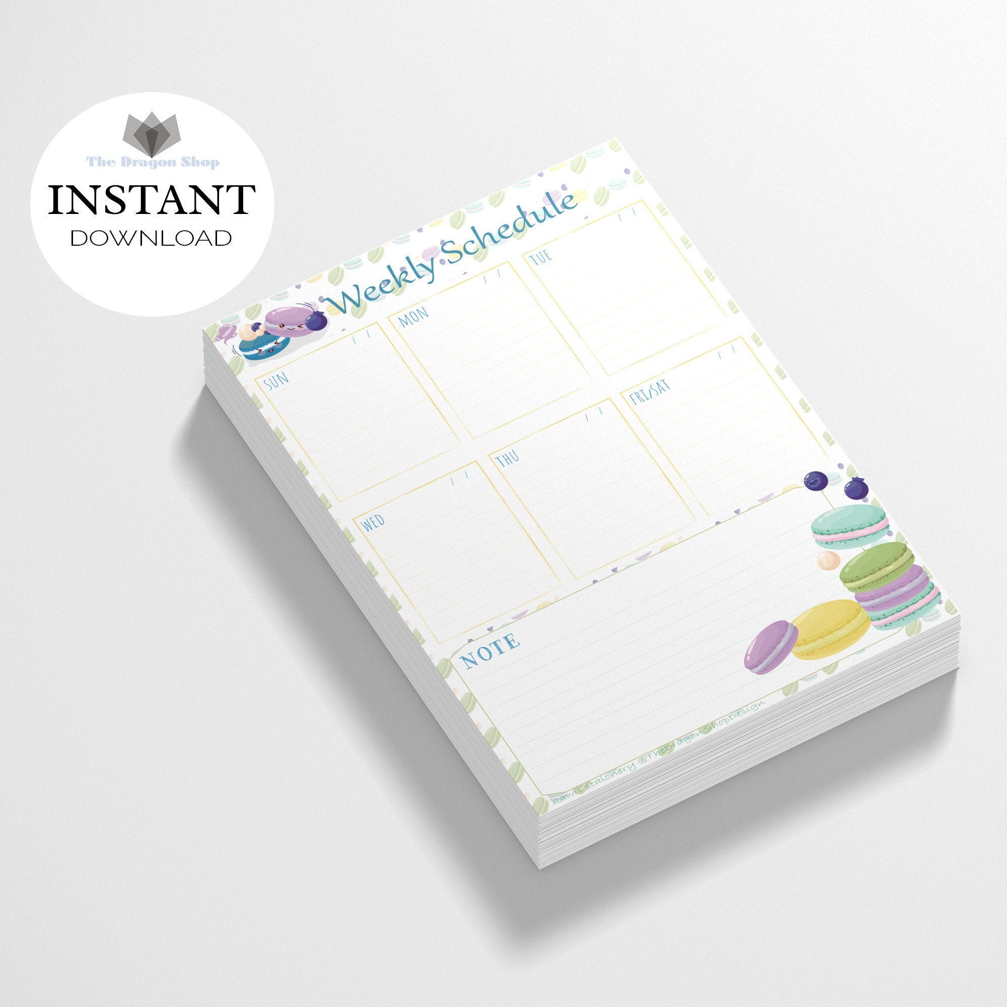 Macaron Weekly Planner Printable cute Kawaii Weekly Planner - Etsy