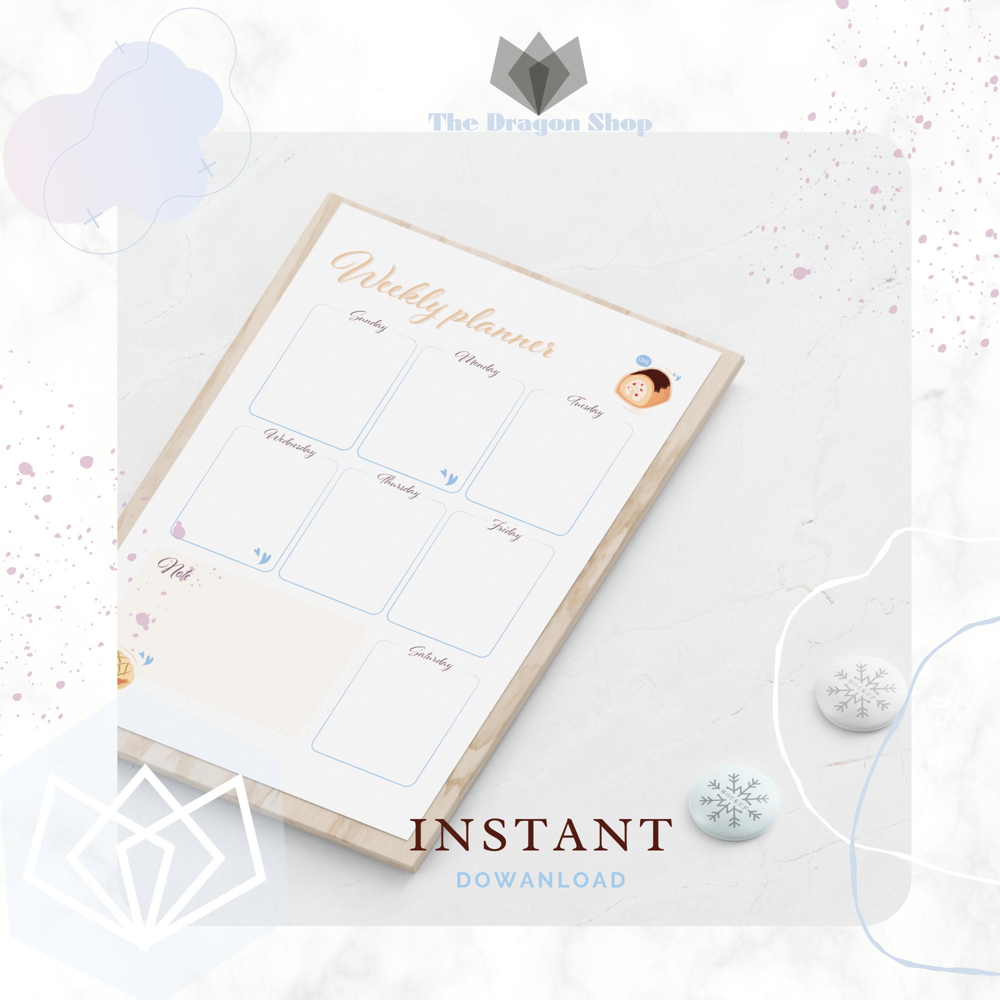 Bakery Weekly Planner Printable| Kawaii Stationary| Kawaii Planner ...