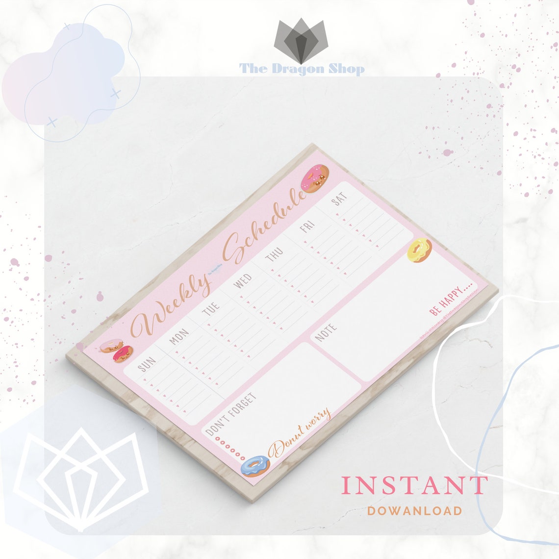 Donut Weekly Planner Printable |cute Kawaii Weekly Planner Printable - Etsy