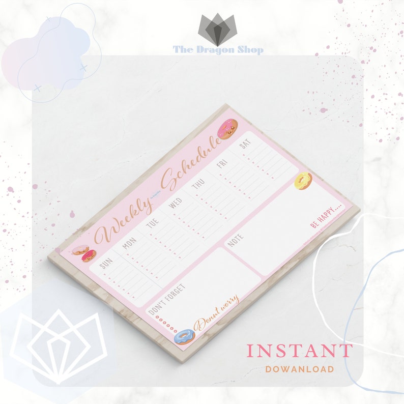 Donut Weekly Planner Printable |cute Kawaii Weekly Planner Printable - Etsy