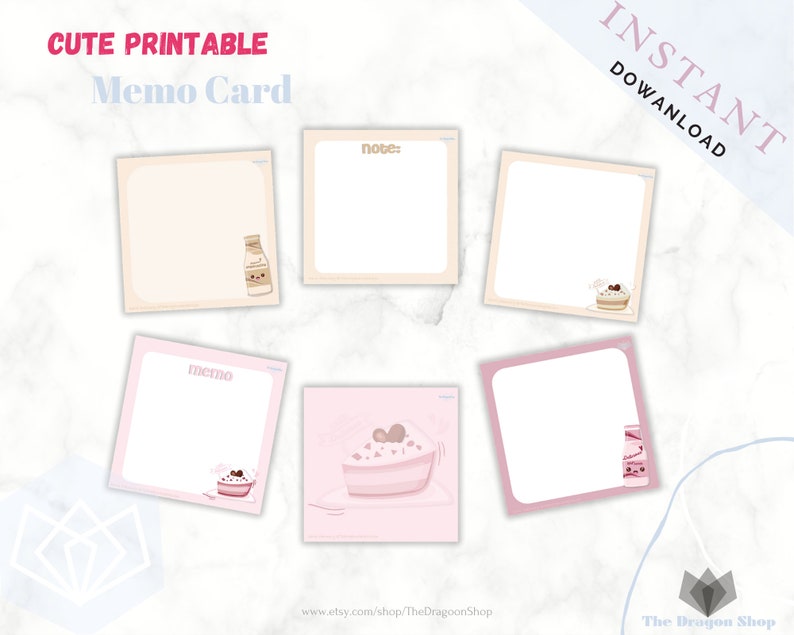 Kawaii Frappuccino Memo Card / Goals for Today Notes Digital Download ...