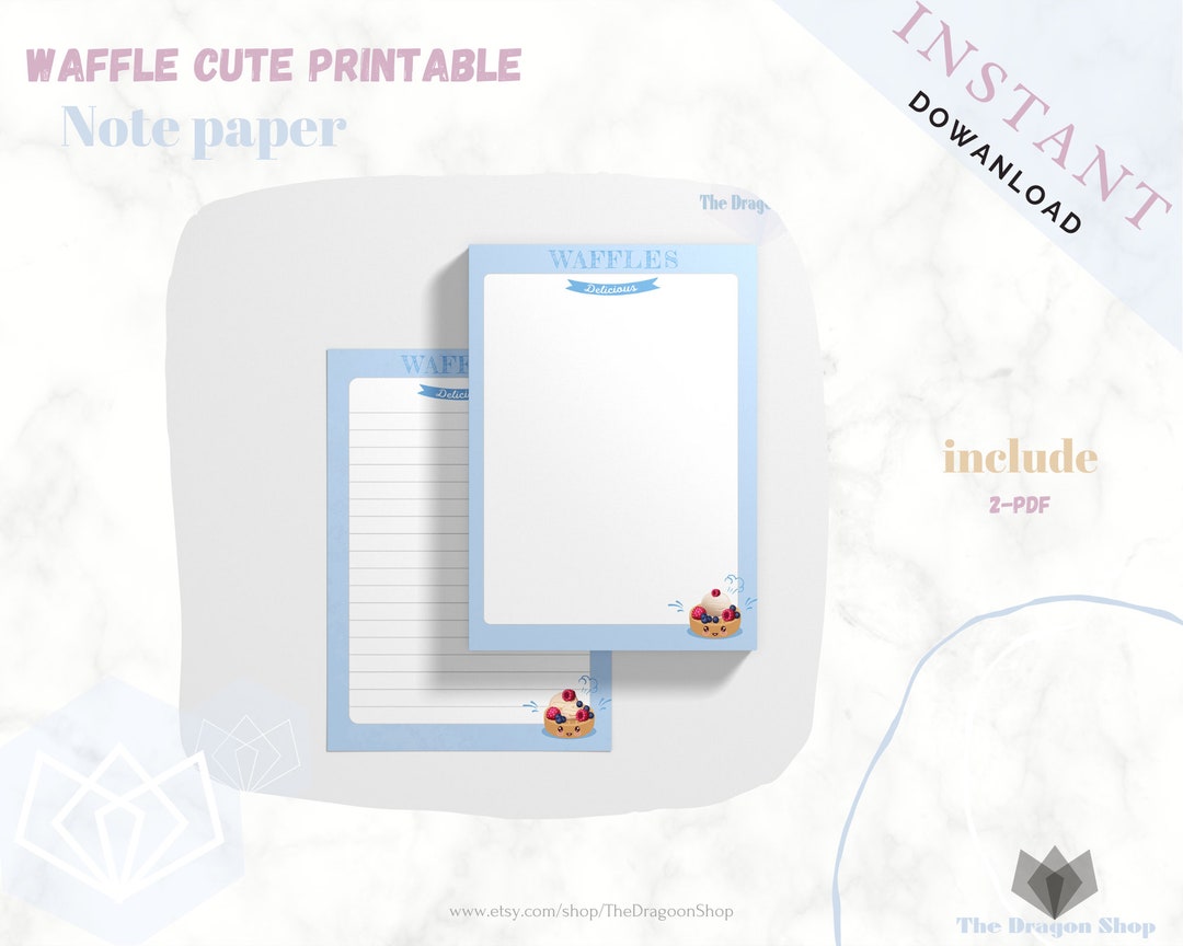 WAFFLE Writing Printable Paper - Kawaii Stationery - Etsy