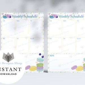 Macaron Weekly Planner Printable cute Kawaii Weekly Planner - Etsy