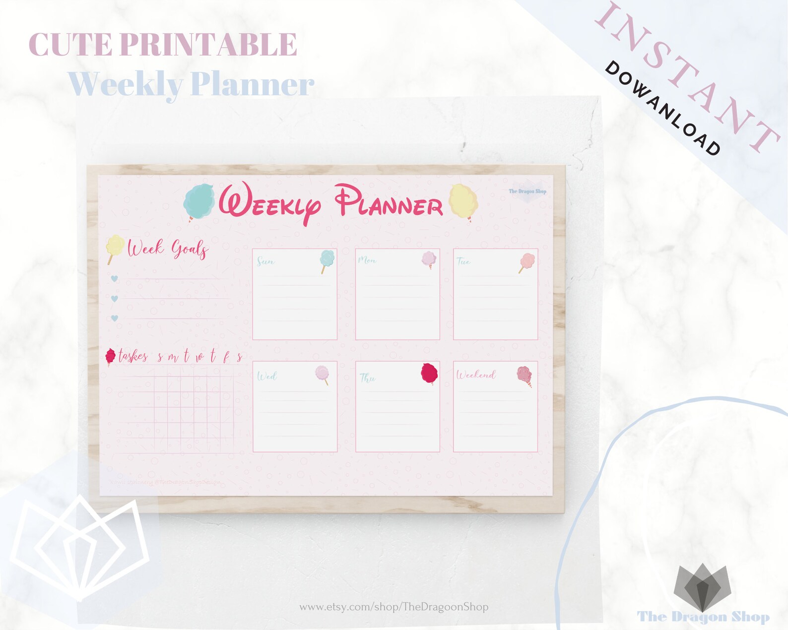 Cotton Candy Cute Kawaii Weekly Planner Printable |kawaii Weekly ...