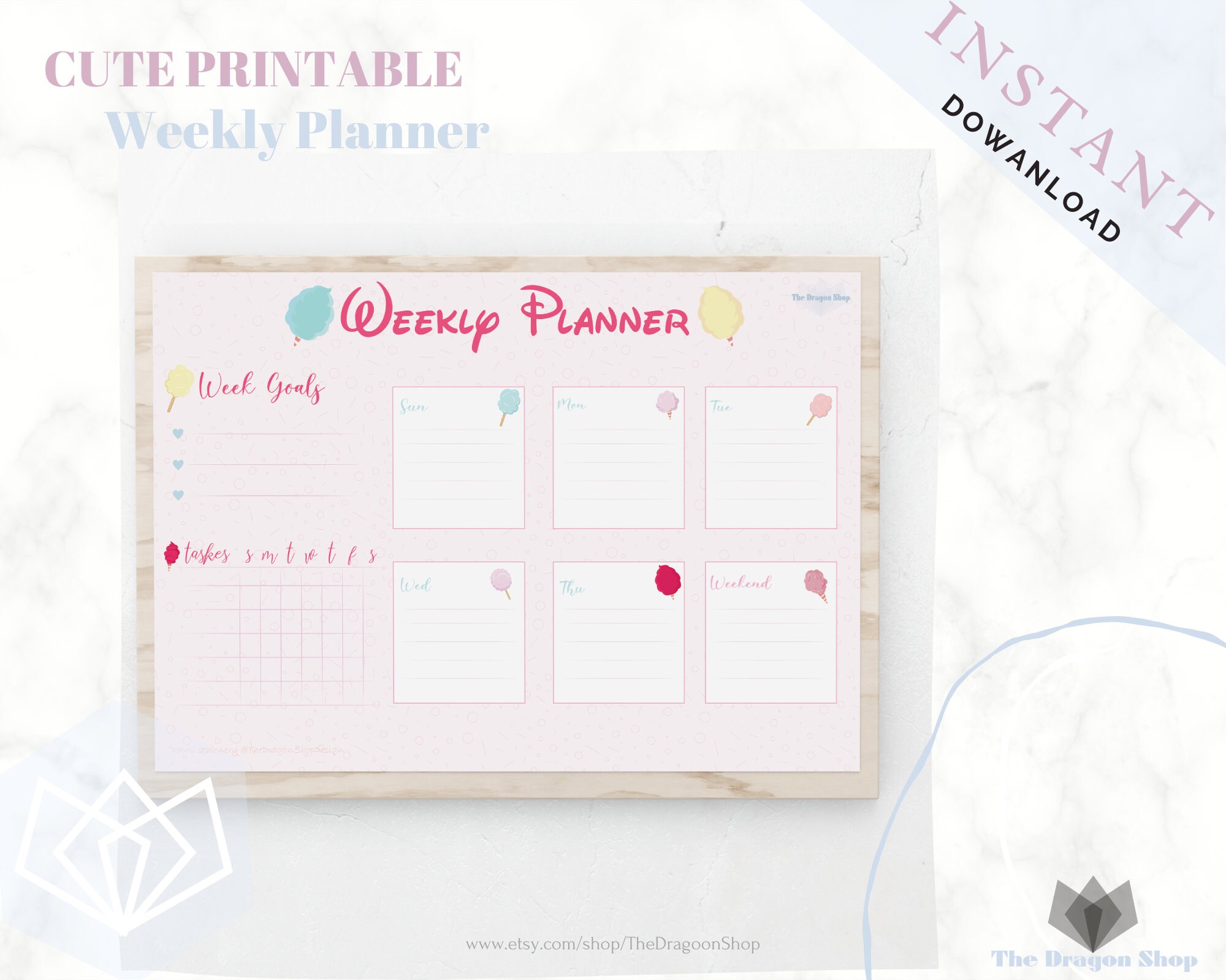 Cotton Candy Cute Kawaii Weekly Planner Printable |kawaii Weekly ...