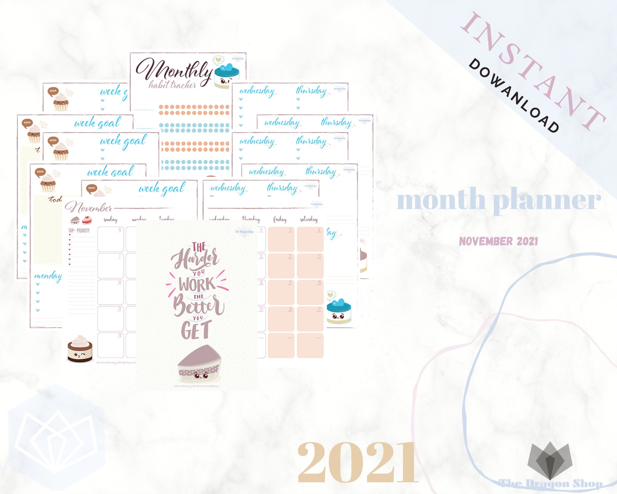 Cake Planner 2021 |november 2021 Printable| Planner| Cute Planner2021 ...