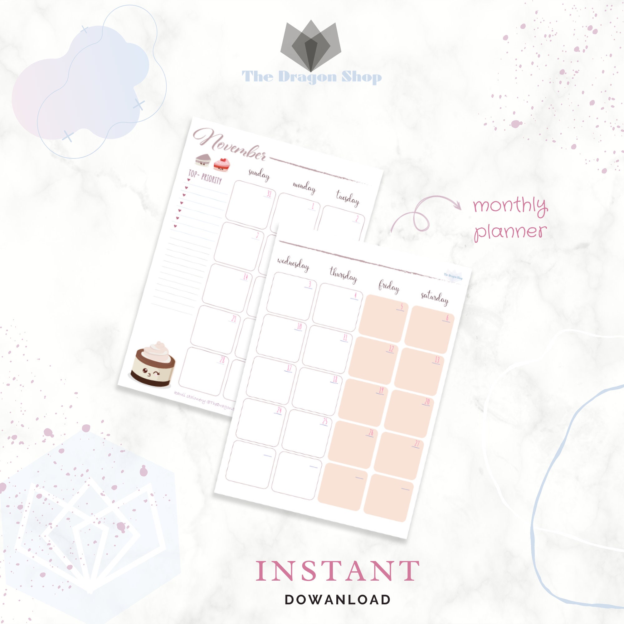 Cake Planner 2021 |november 2021 Printable| Planner| Cute Planner2021 ...