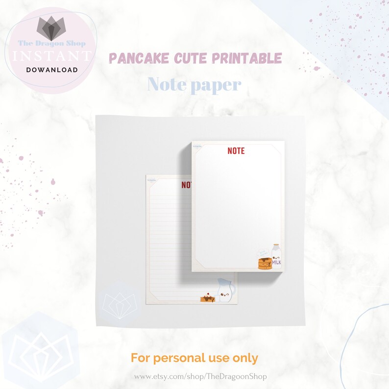 Pancake Writing Printable Paper Kawaii Stationery - Etsy