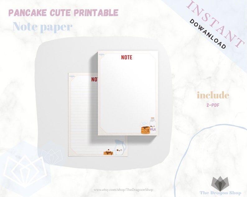 Pancake Writing Printable Paper Kawaii Stationery - Etsy