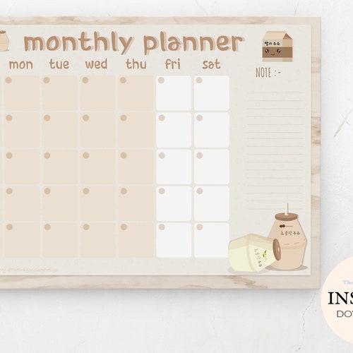 Banana Milk Weekly Planner Printable cute Kawaii Weekly | Etsy