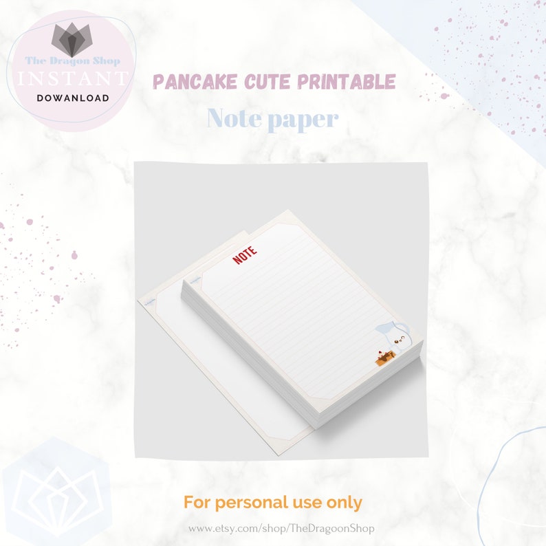 Pancake Writing Printable Paper Kawaii Stationery - Etsy