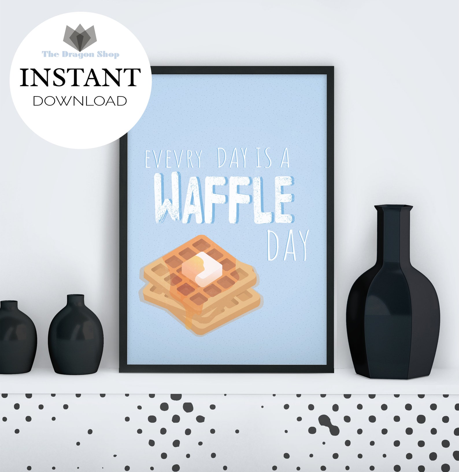 WAFFLE Kawaii Art Print , Printable Wall Art, Instant Download,art,cute ...