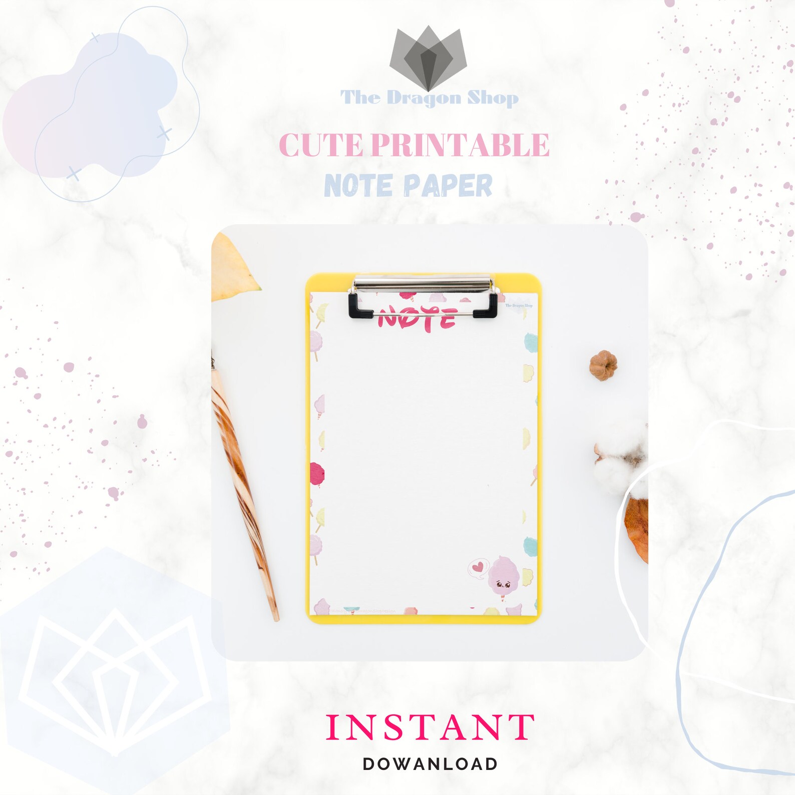 Cotton Candy Writing Printable Paper - Kawaii Stationery - Etsy