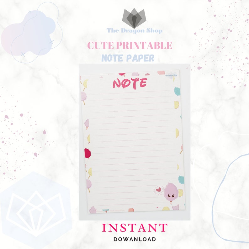 Cotton Candy Writing Printable Paper - Kawaii Stationery - Etsy