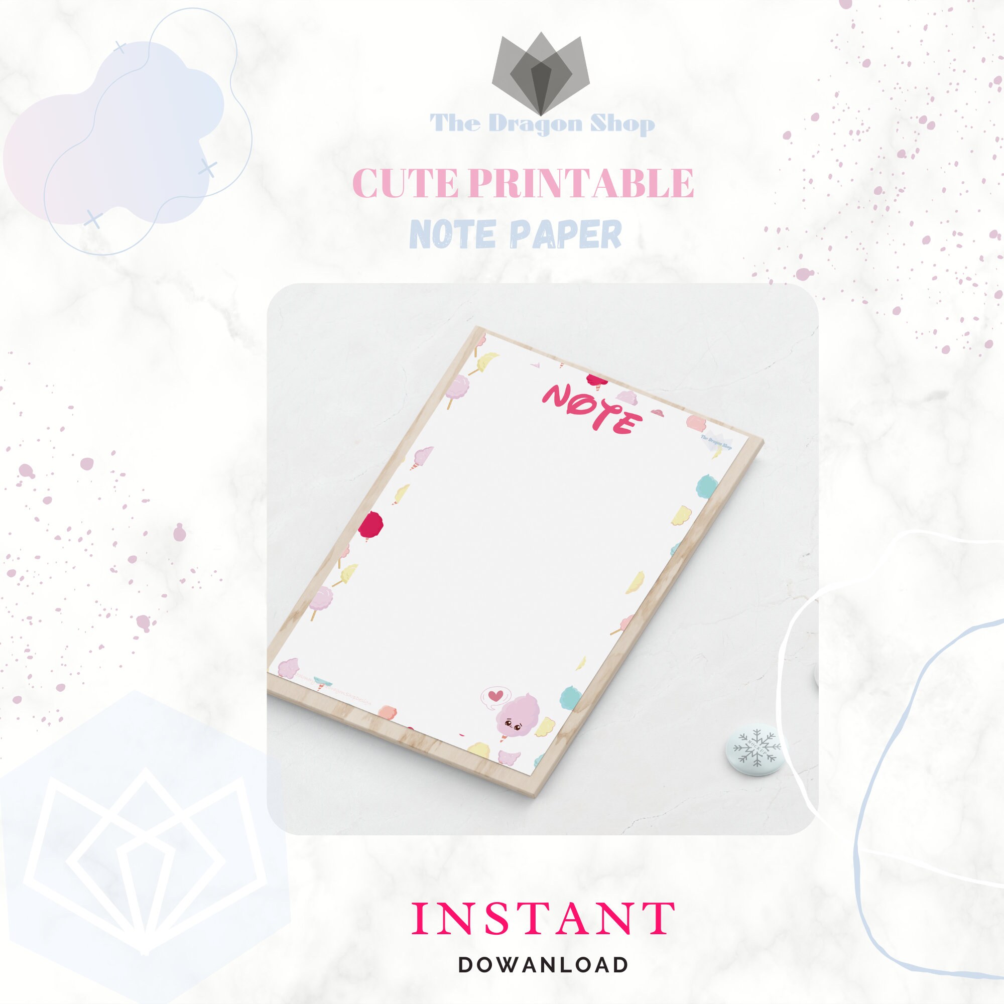 Cotton Candy Writing Printable Paper - Kawaii Stationery - Etsy