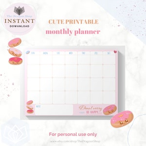 Donut Monthly Planner Printable | Printable Blank Monthly Calendar ...