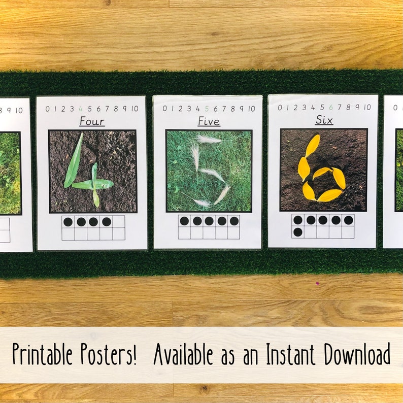 Nature Number Posters Classroom or Homeschool Wall art mud | Etsy