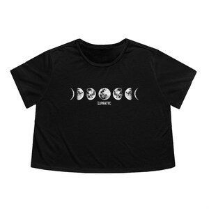 Lunatic Moon Phases Witch Flowy Crop Top Cropped Tee - 4 Color Options ...