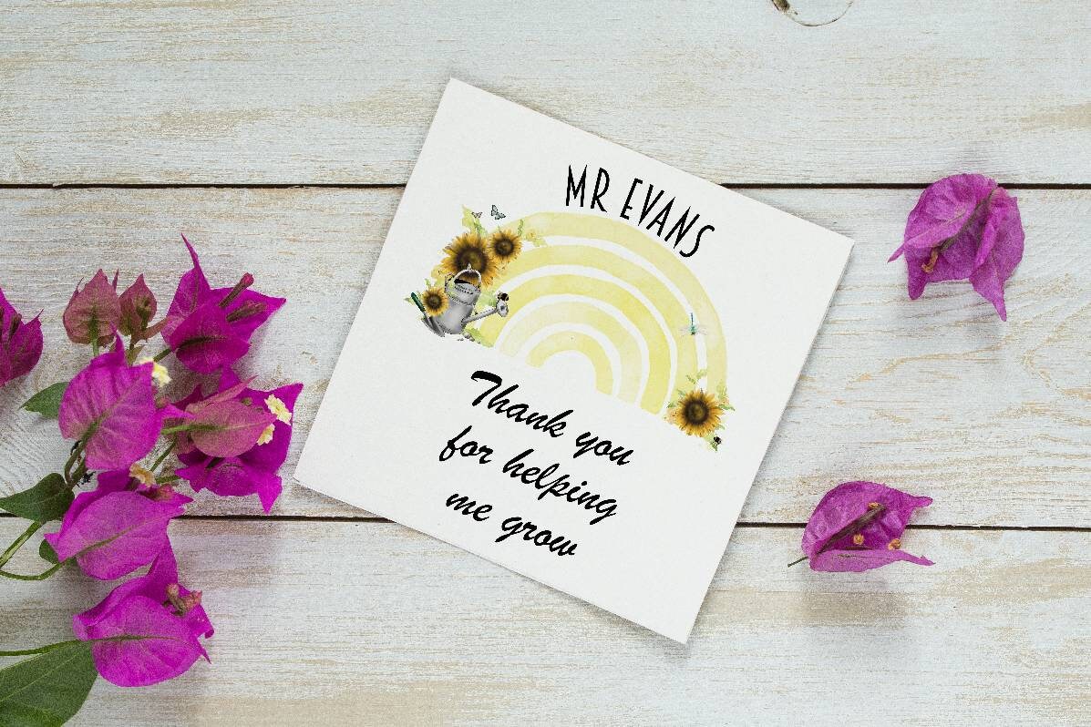 Sunflower rainbow teacher thank you card thanknyou for | Etsy