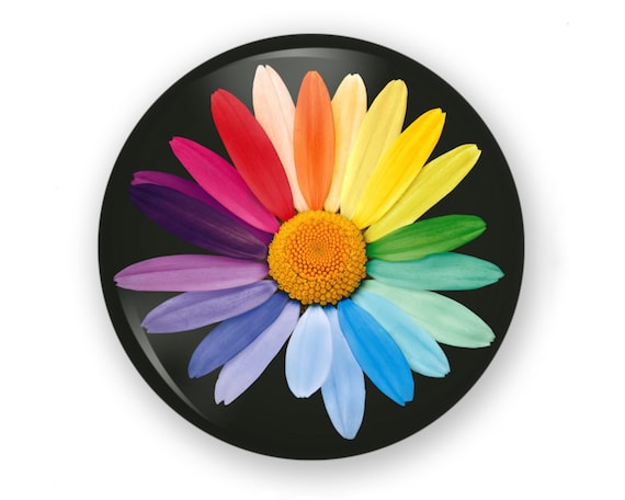 LGBTQ Flower Button or Magnet LGBTQ Pride Pin Rainbow Flower | Etsy