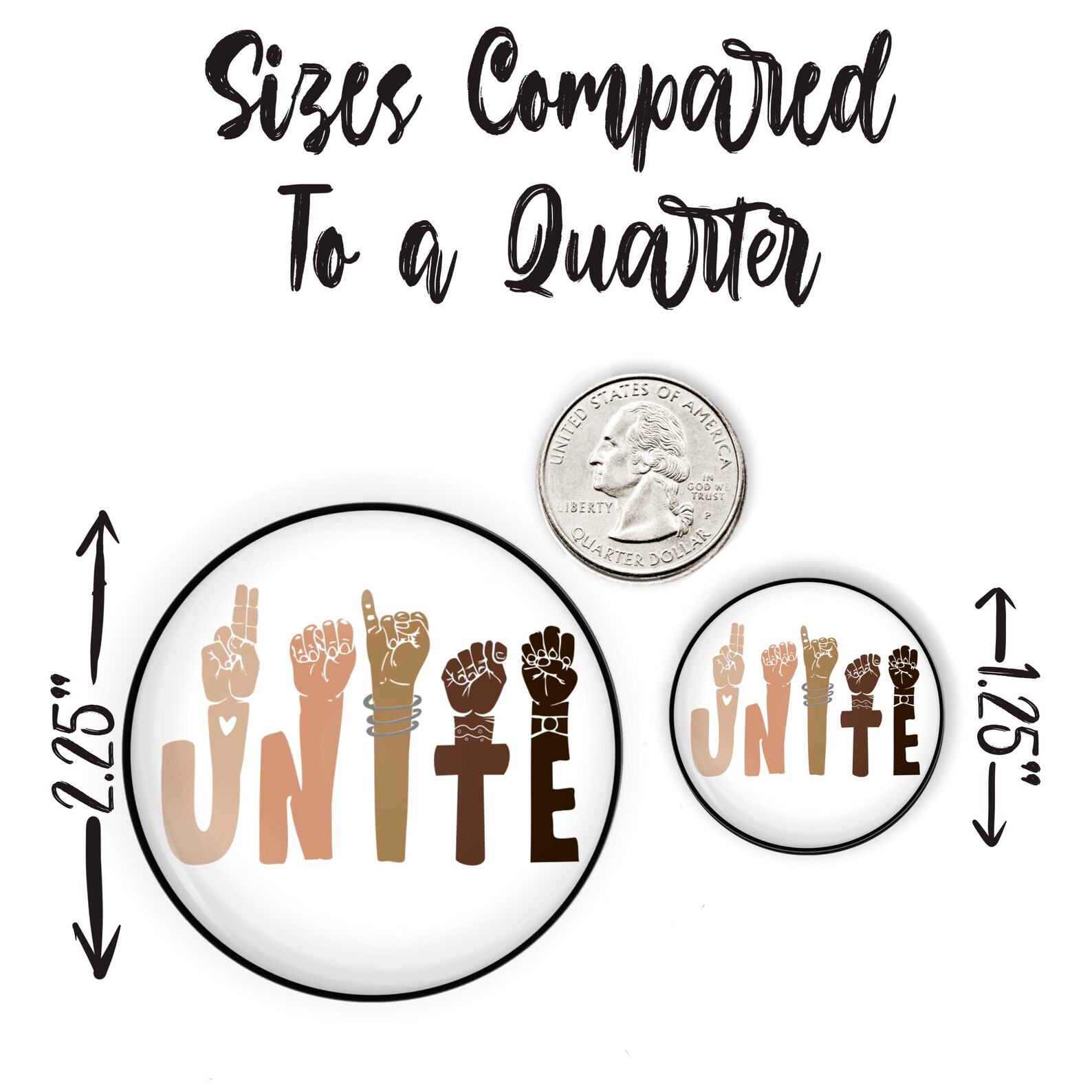 Unite Button or Magnet, Unite Badge, Unity Magnet, Unite Sign Language ...