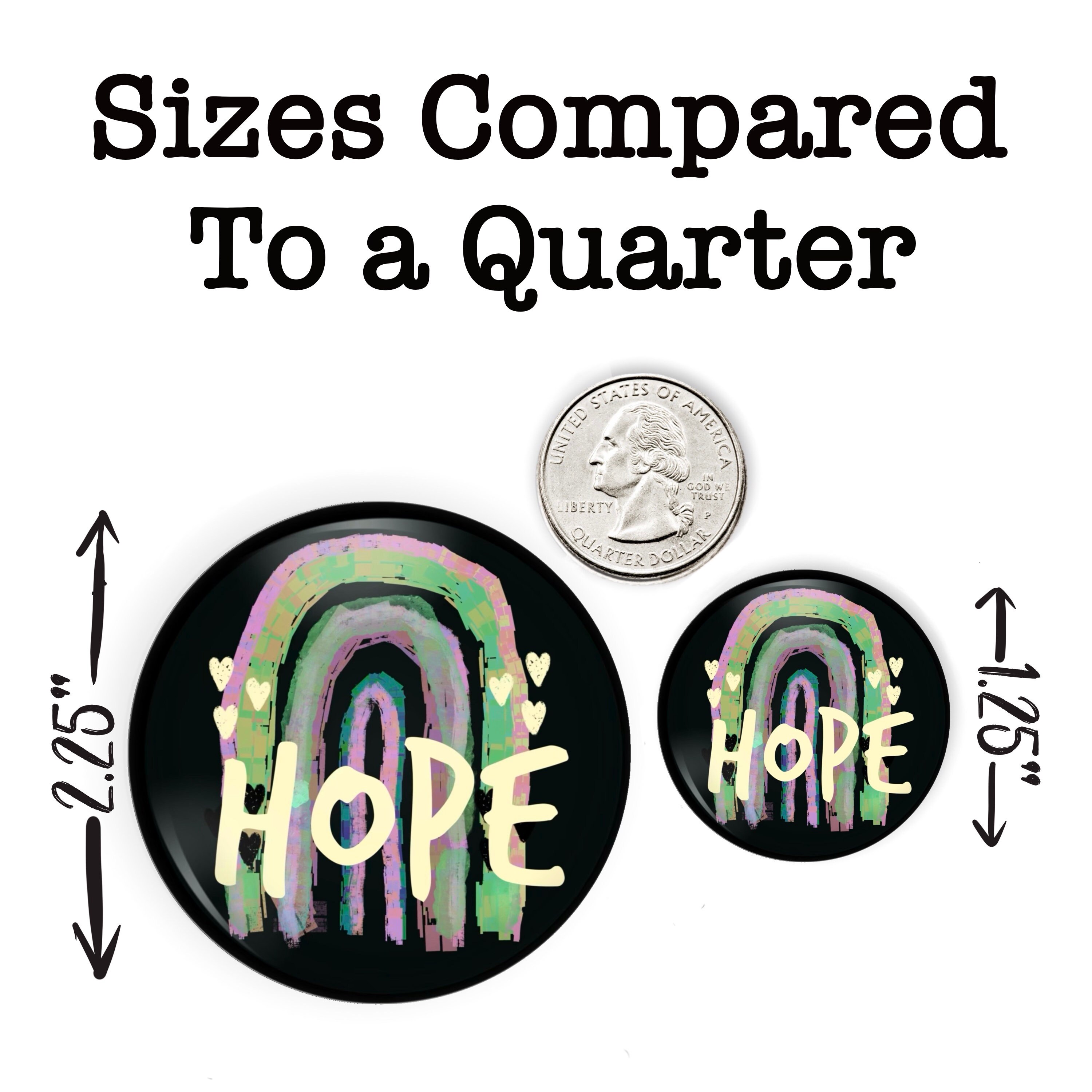 Hand Drawn Hope Rainbow Button or Magnet, Hope Rainbow Pin, Rainbow Pin ...