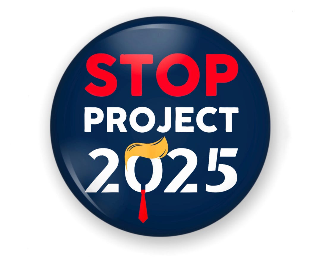 Stop Project 2025 Button or Magnet, Project 2025, Project 2025 is ...