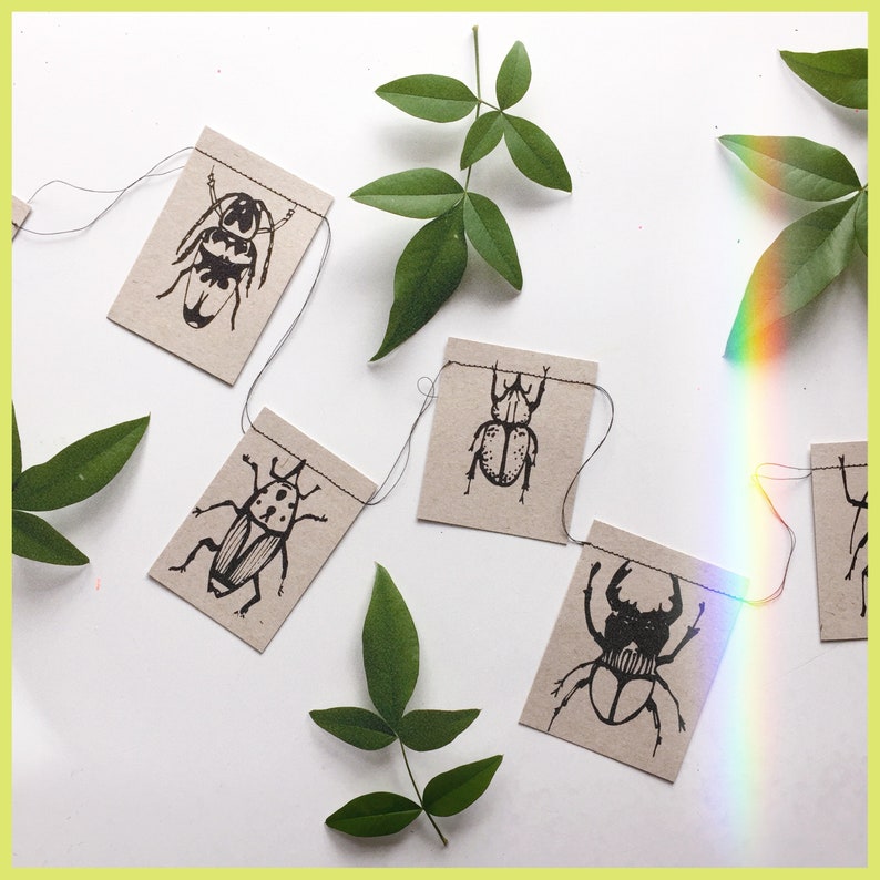 Beetle Bug Paper Banner Screen-printed Paper Garland | Etsy