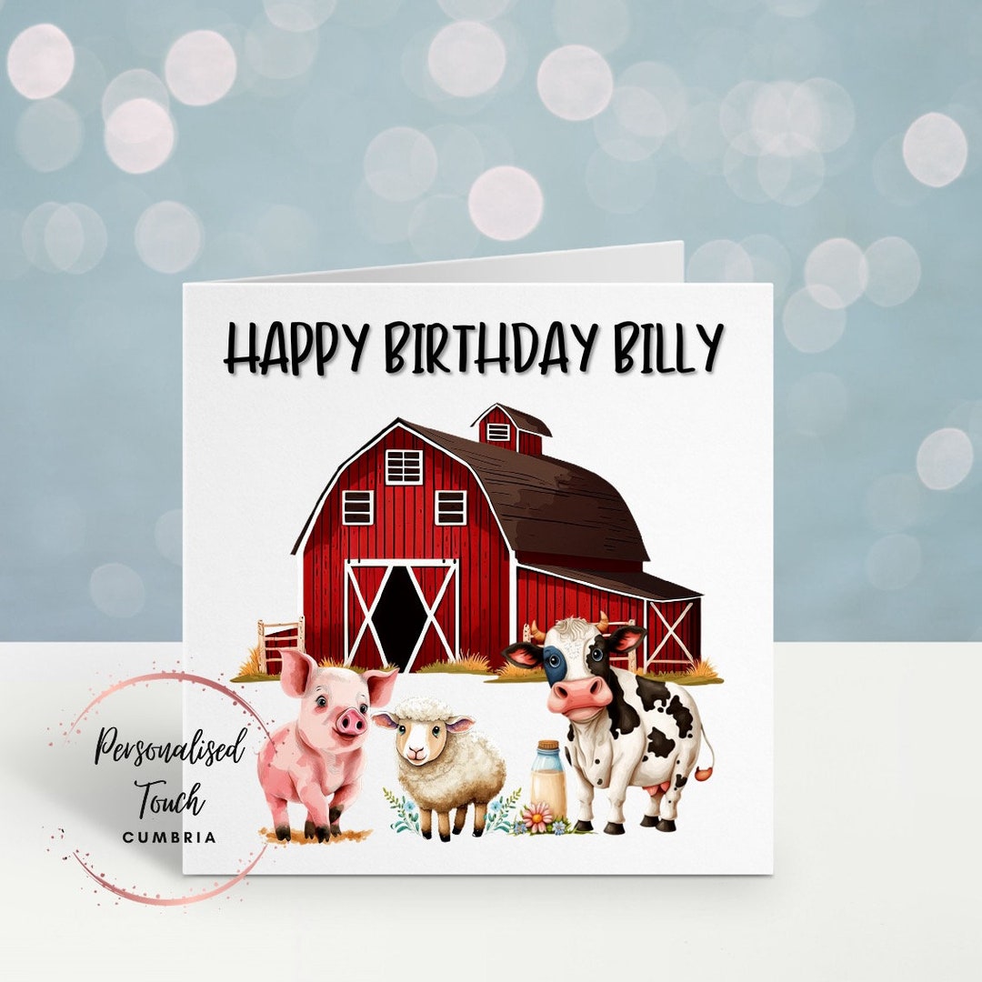 Personalised Farmyard Birthday Card Farm Animals Farming - Etsy