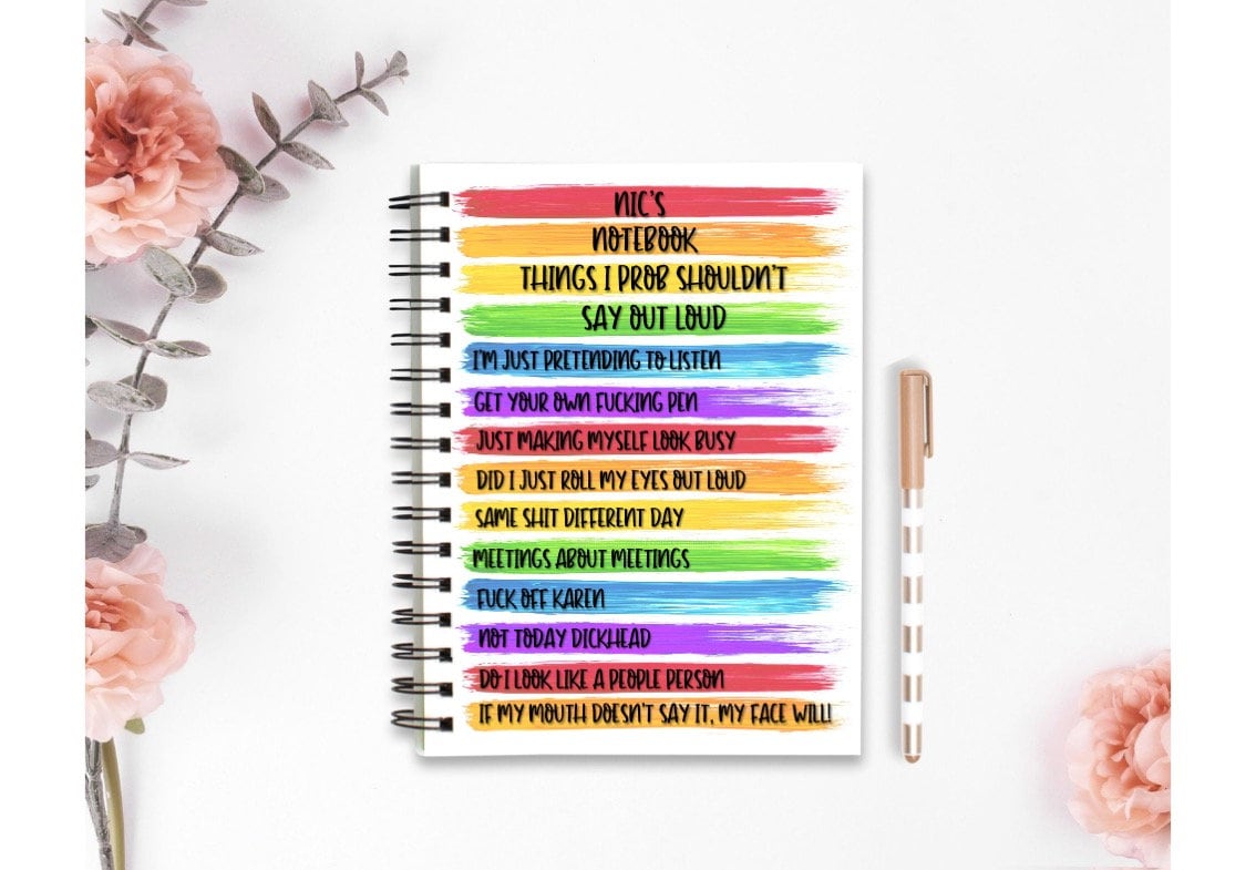 Sarcastic Office Notebook, to Do List, Girl Boss Gift, Personalised ...