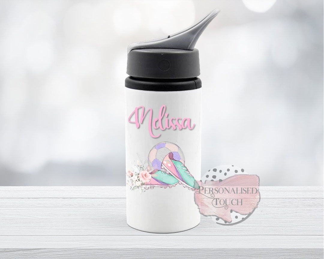 Personalised Girls Football Flask, Rainbow Football, Girls Football ...