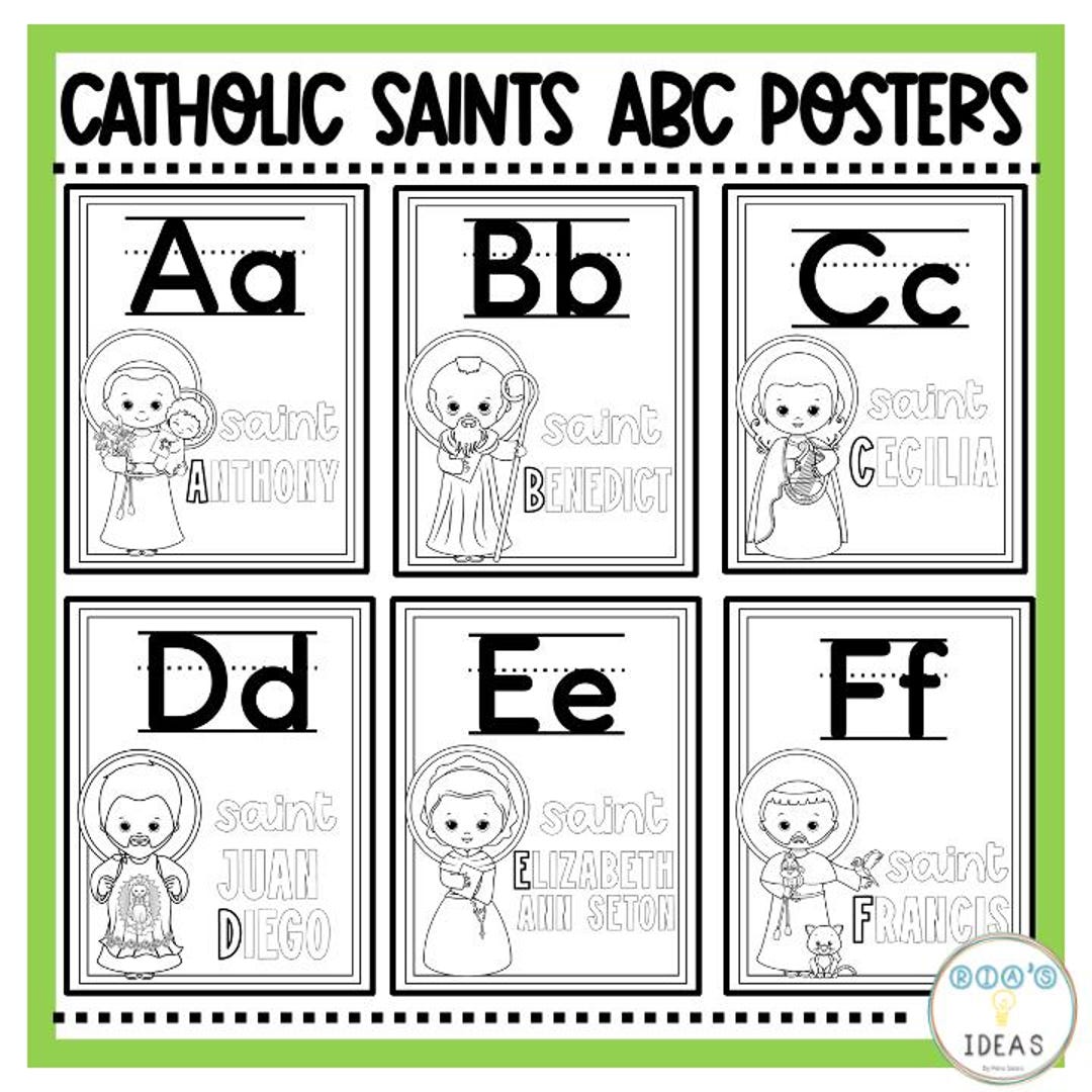 Catholic Saint ABC Coloring Posters | Saint Coloring Pages - Etsy