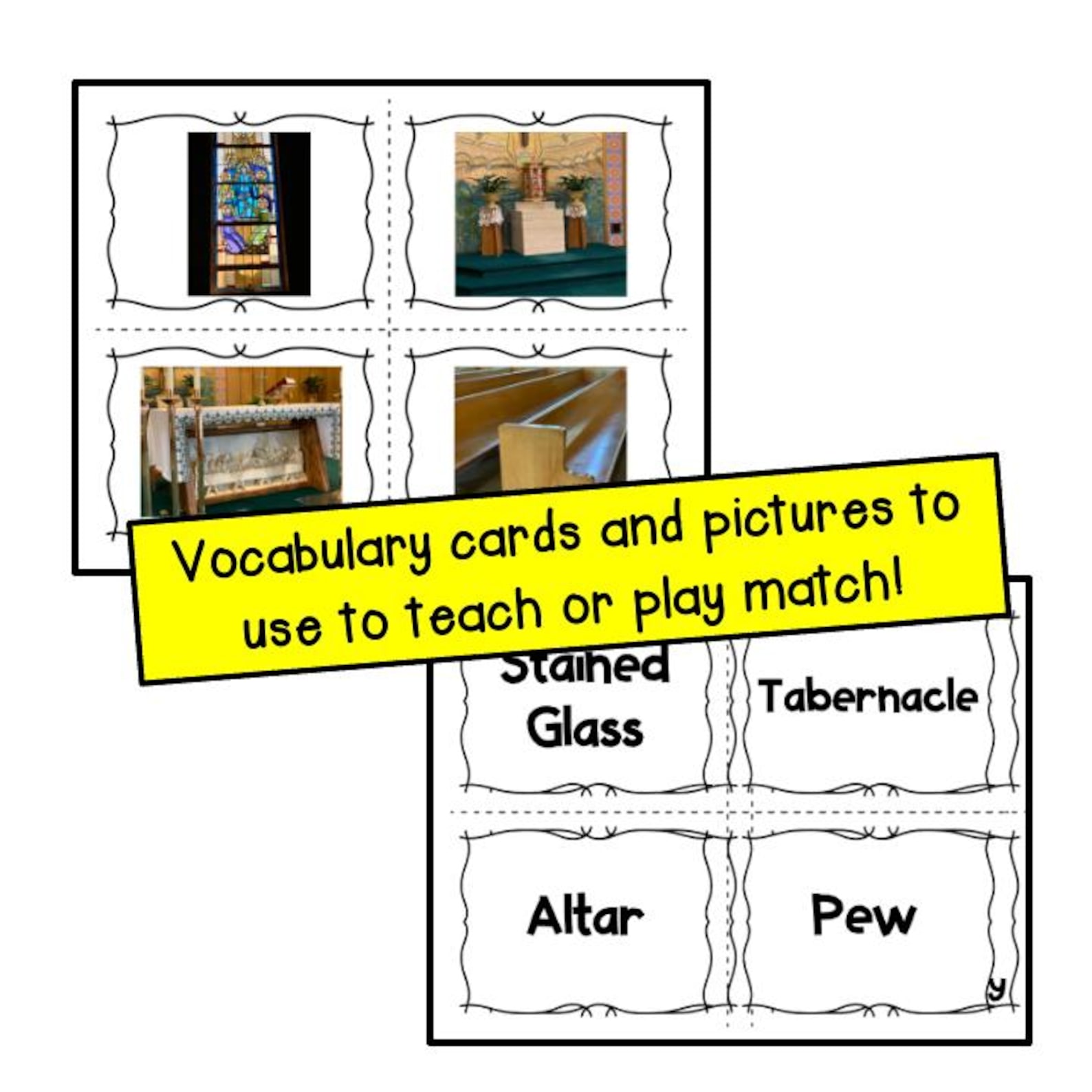 Catholic Church Activities L Sanctuary Scavenger Hunt & Matching Game ...