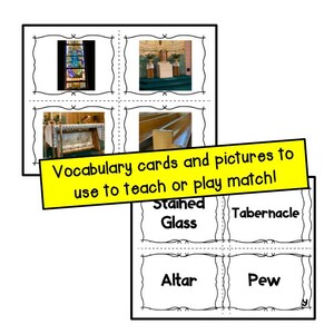Catholic Church Activities L Sanctuary Scavenger Hunt & Matching Game ...