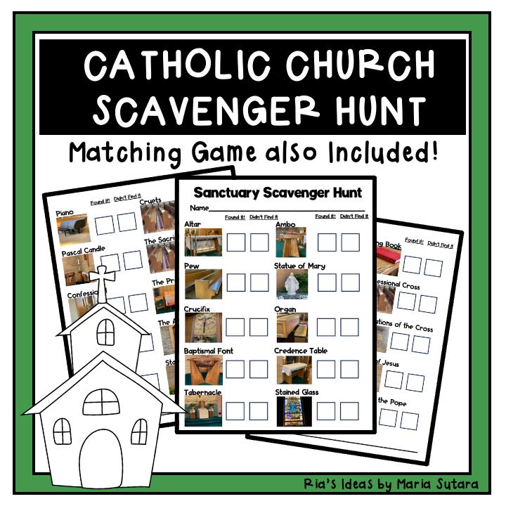 Catholic Church Activities L Sanctuary Scavenger Hunt & Matching Game ...