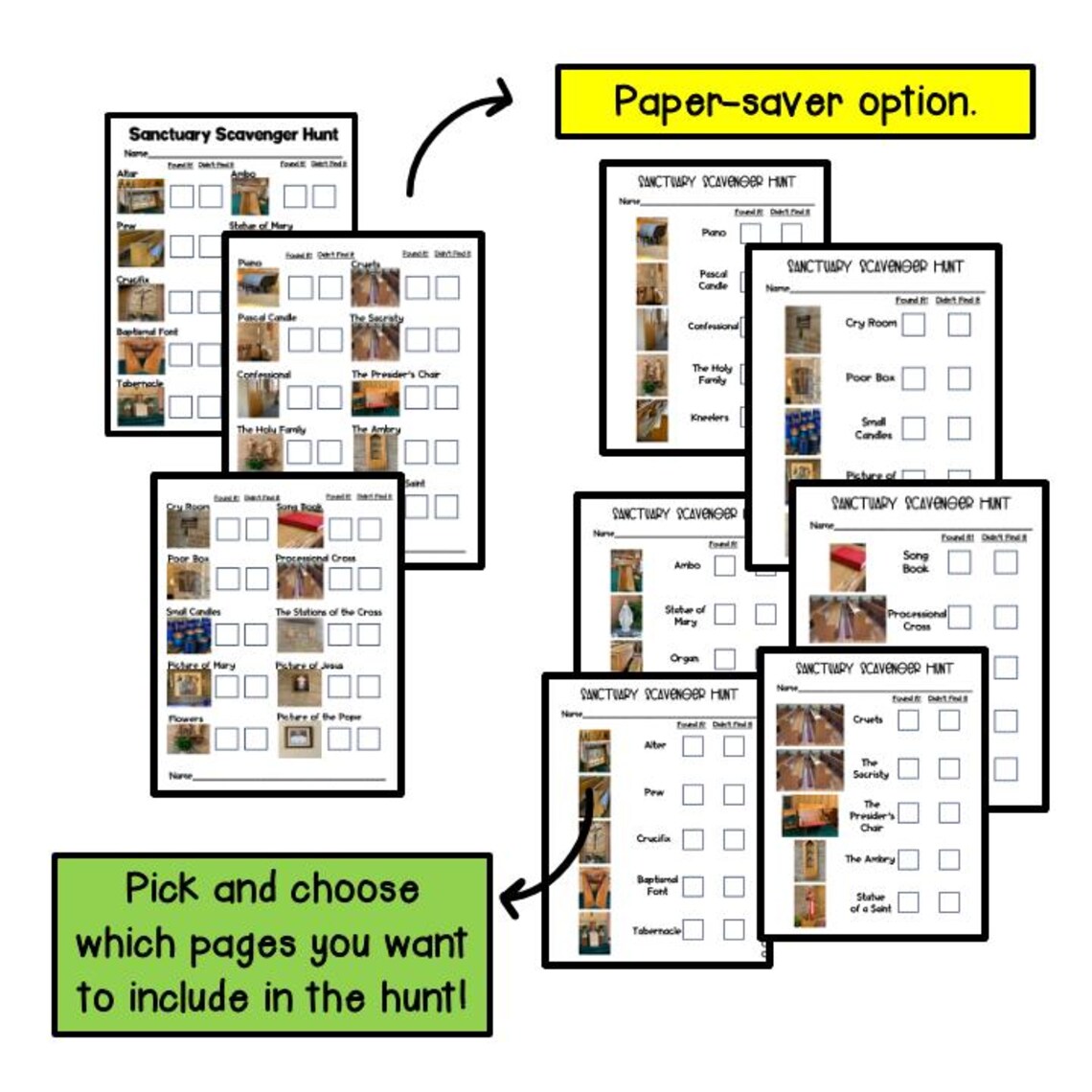 Catholic Church Activities L Sanctuary Scavenger Hunt & Matching Game ...