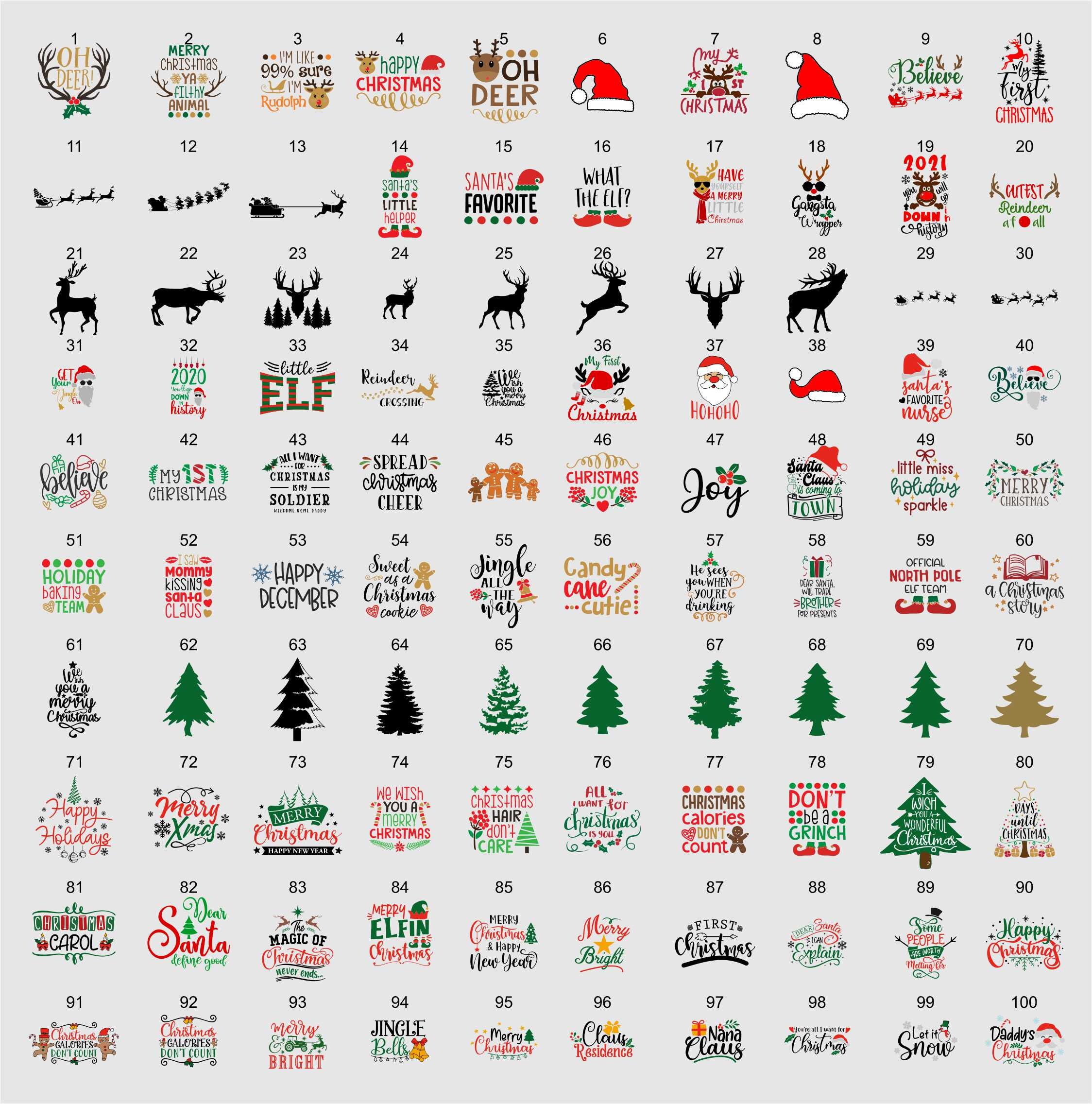 325 Christmas Svg Christmas Svg Bundle Winter Svg Santa | Etsy