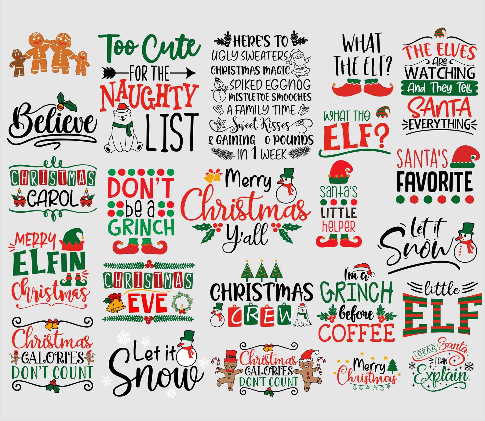 325 Christmas Svg Christmas Svg Bundle Winter Svg Santa | Etsy