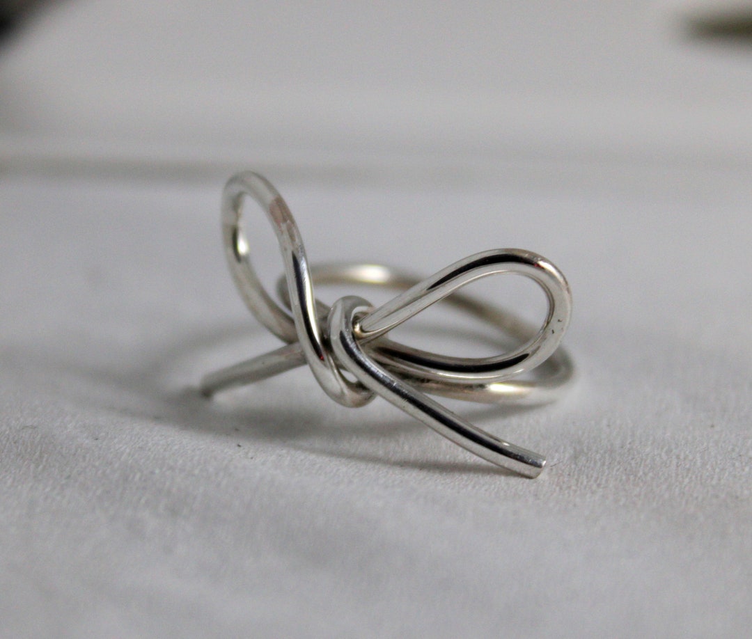 925 Sterling Sliver, Bow Ring, Bridesmaids Jewelry, Dainty Ring, Skinny ...