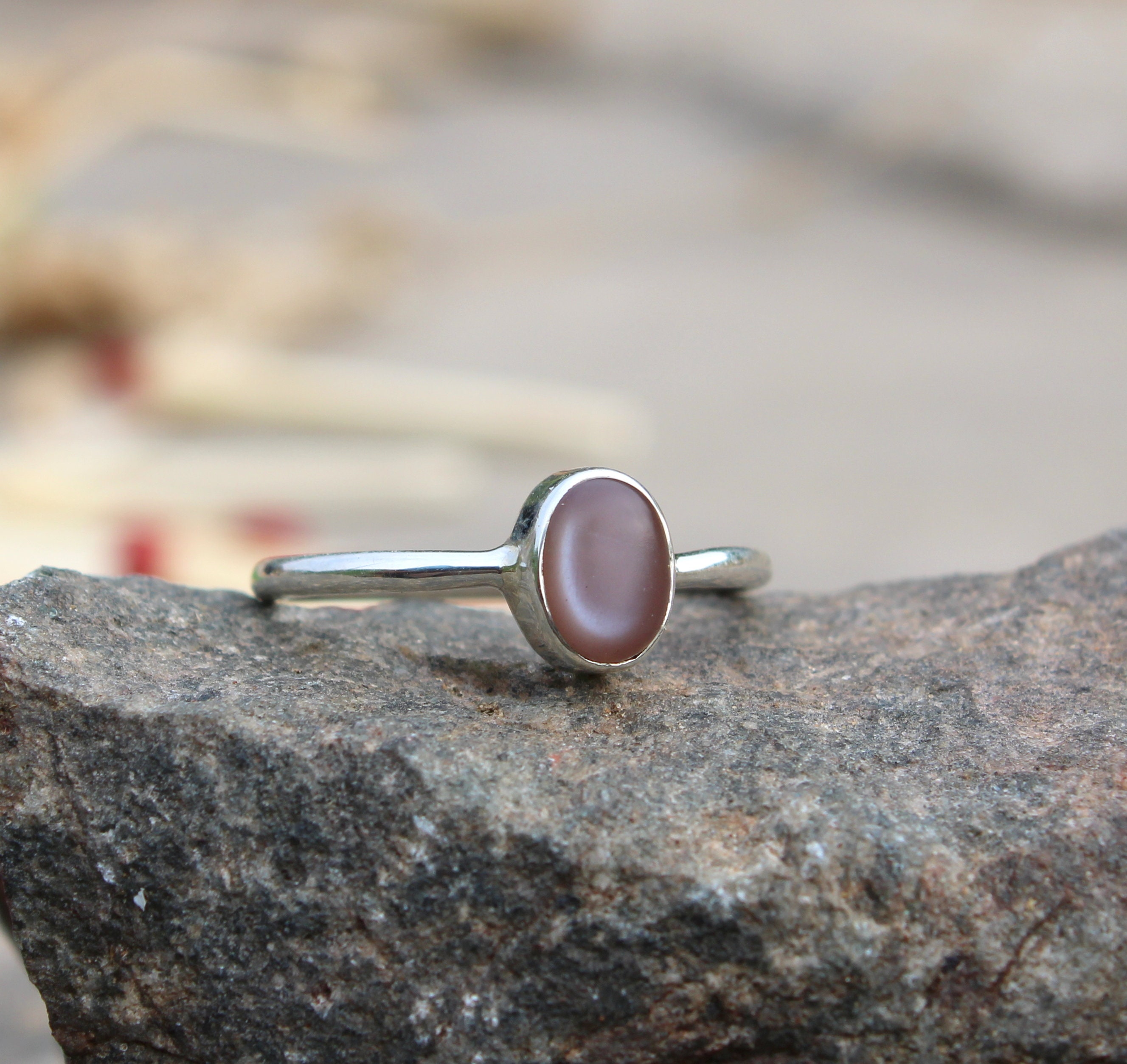 Grey Moonstone Ring Grey Moonstone Gemstone Ring June - Etsy