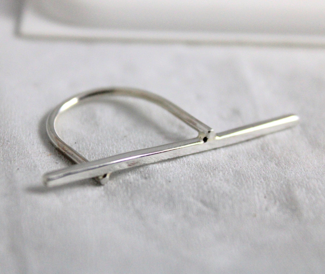 925 Sterling Sliver, Horizontal Bar U Ring, Sliver Jewelry, U Shape ...