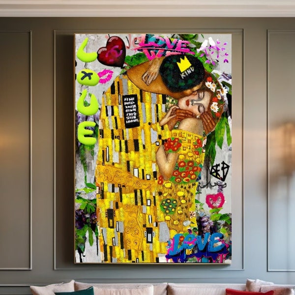 The Kiss Gustav Klimt Pop Art - Etsy