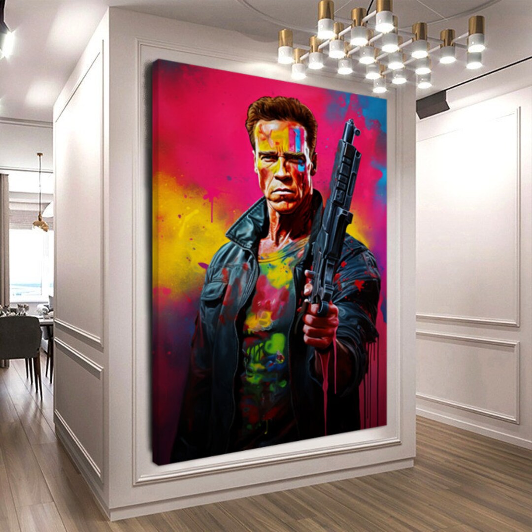 Arnold Schwarzenegger Terminator Movie Art, Large Printed Canvas ...