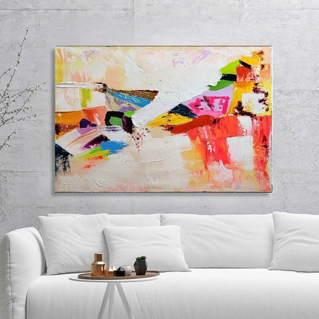 EXTRA LARGE TEXTURED Abstract Wall Art Canvas Painting Thick Strokes ...